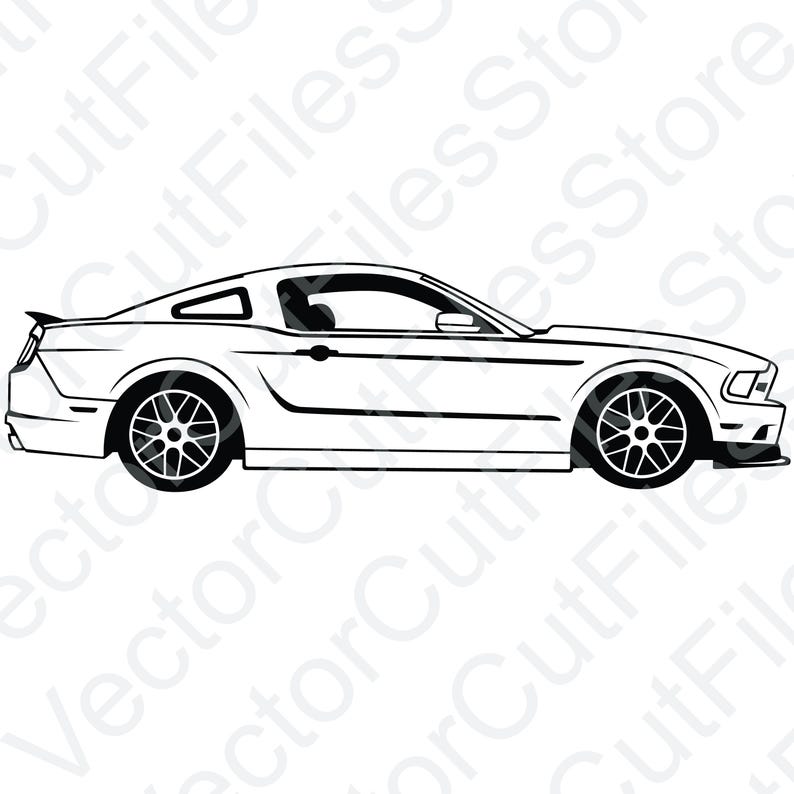 Ford Mustang 2013 Side View Vector Cut File - Etsy