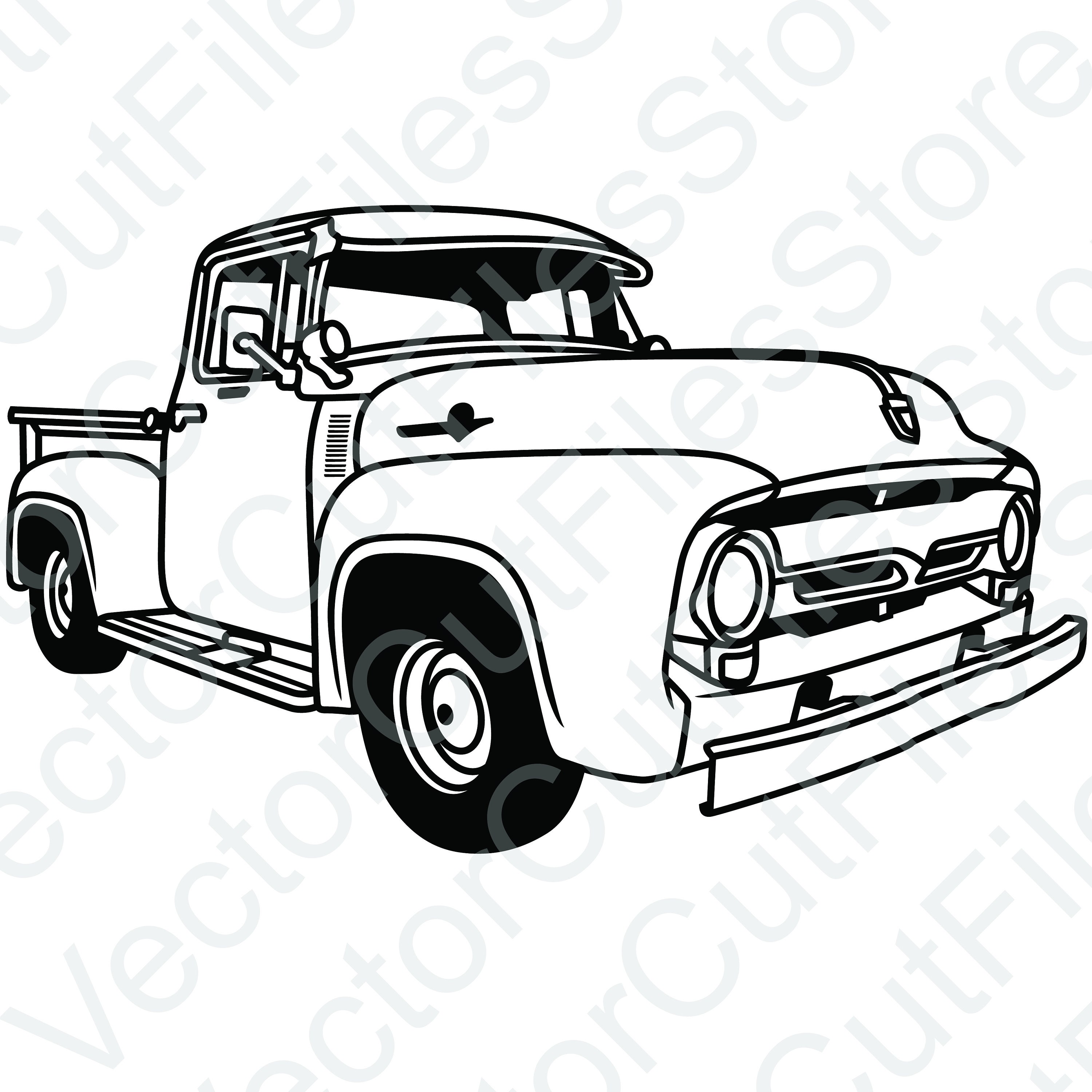 Ford F100 1956 Big Window Vector Cut File - Etsy