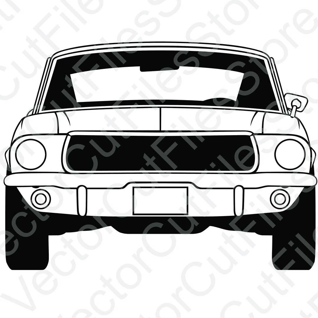 Ford Mustang 1968 Bullitt Front View Vector Cut File - Etsy