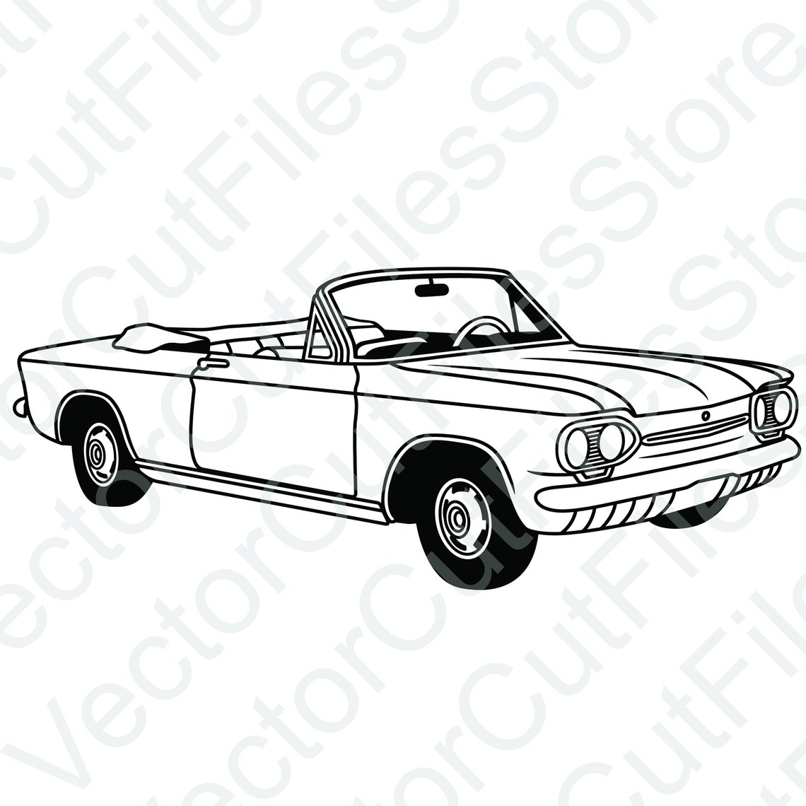 Chevrolet Corvair 1963 Angled View Vector Cut File - Etsy