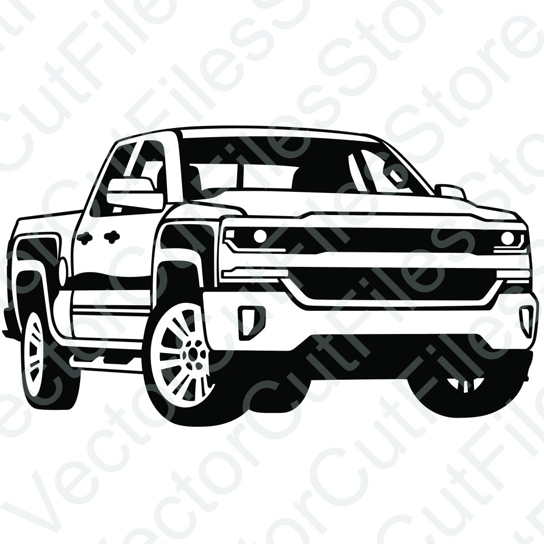 Chevrolet Silverado 2016 Angled View Vector Cut File - Etsy