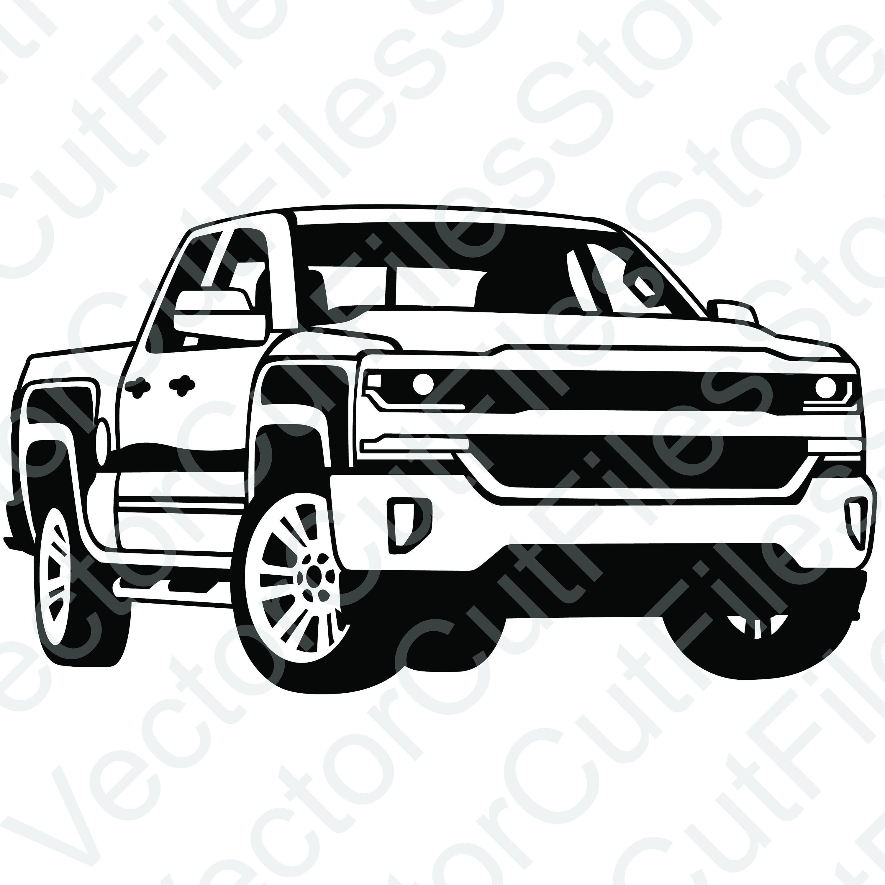 Chevrolet Silverado 2016 Angled View Vector Cut File - Etsy