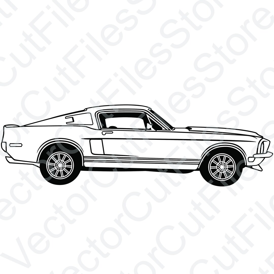 Ford Mustang 1968 Shelby GT Side View Vector Cut File - Etsy