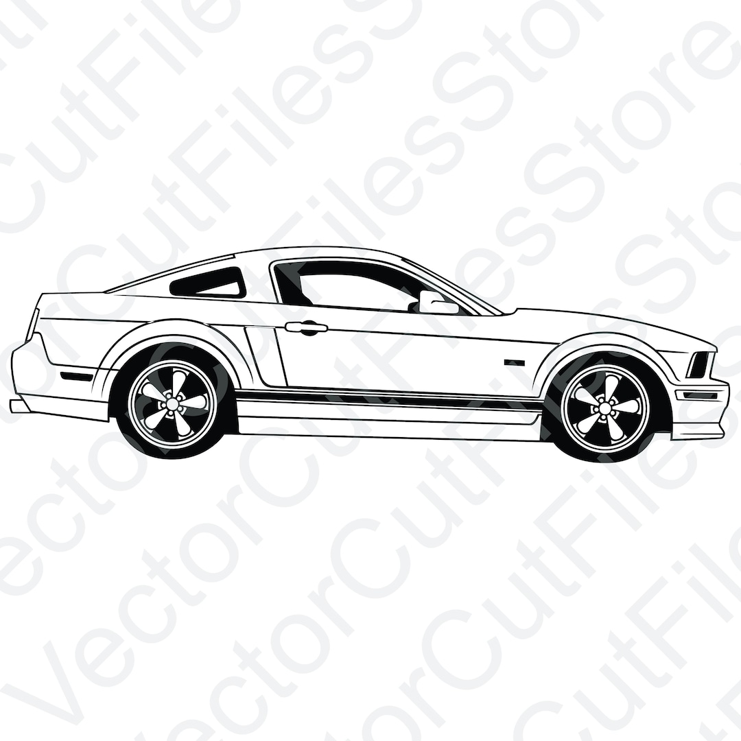 Ford Mustang 2007 GT Side View Vector Cut File - Etsy