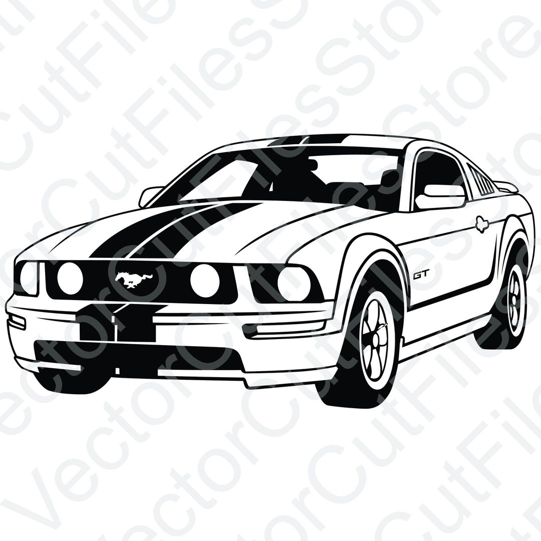 Ford Mustang 2005 GT Angled View Vector Cut File - Etsy