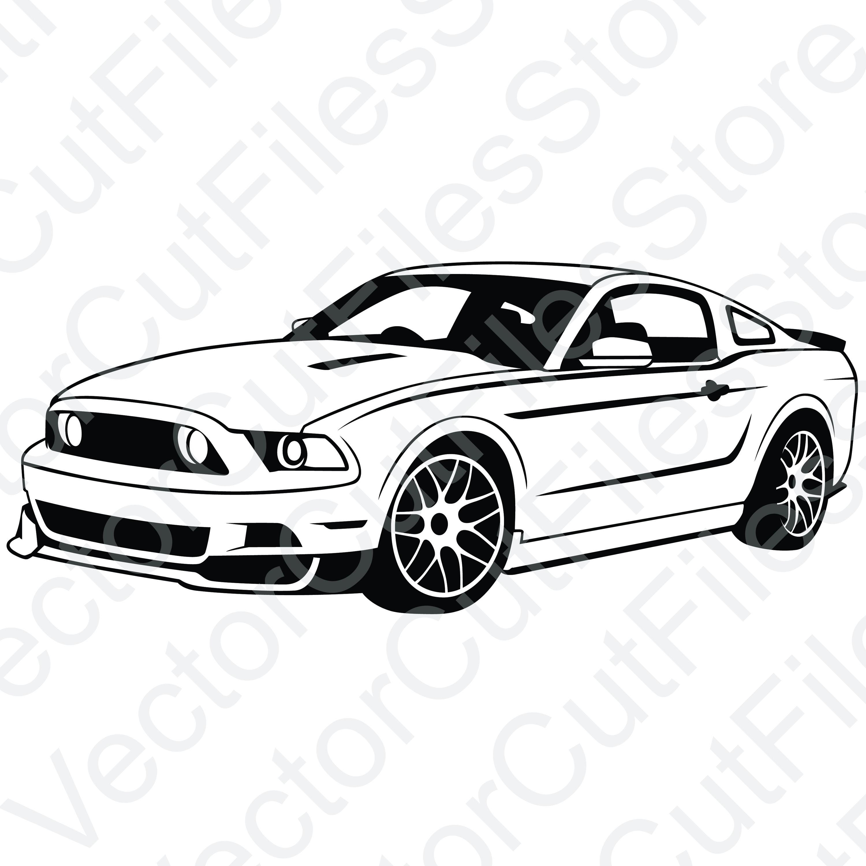 Ford Mustang 2013 Angled View Vector Cut File - Etsy