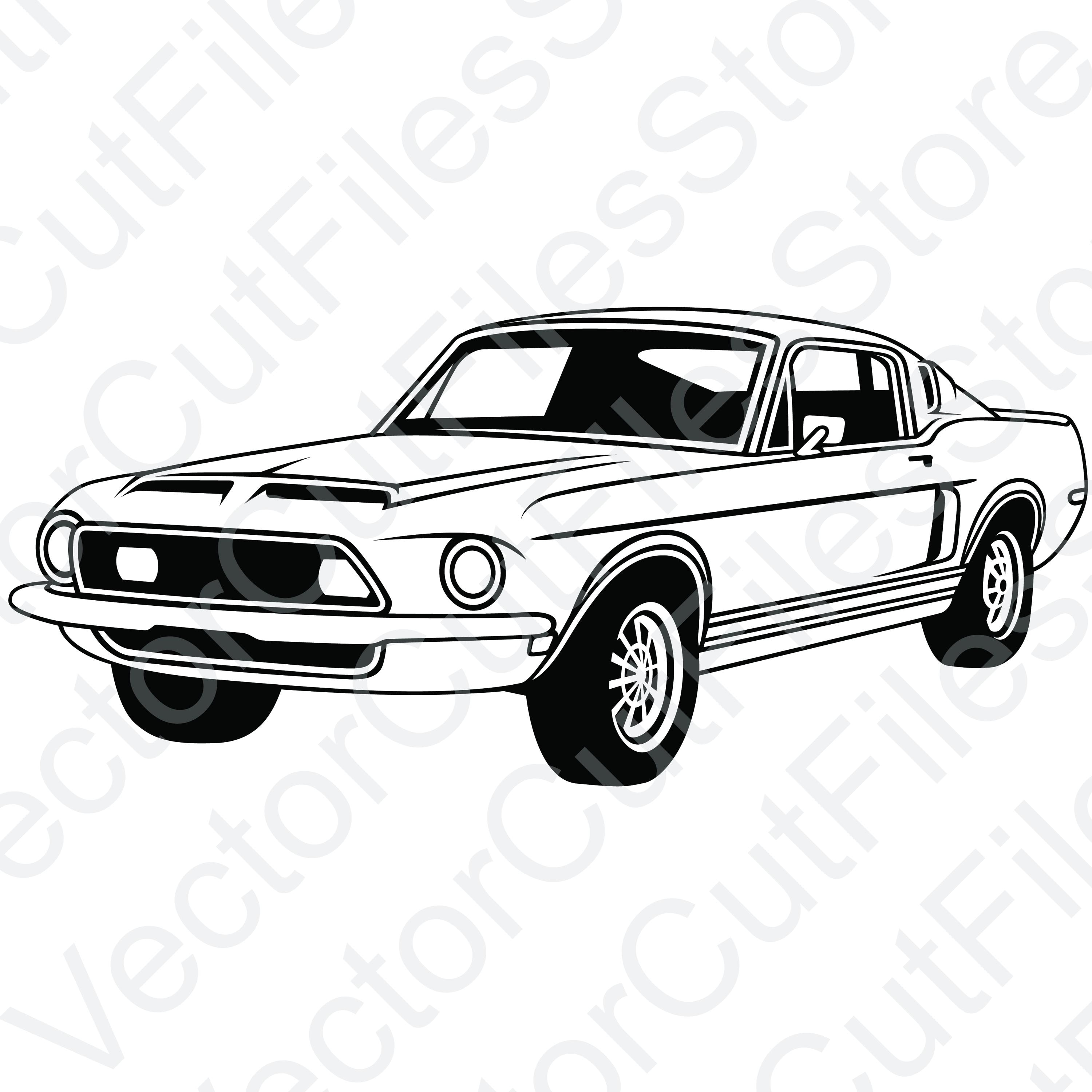 Ford Mustang 1967 68 GT500 Angled View Vector Cut File - Etsy