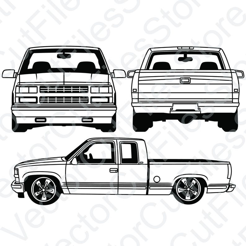 Chevrolet Silverado 1997 Double Cab Vector Cut File - Etsy