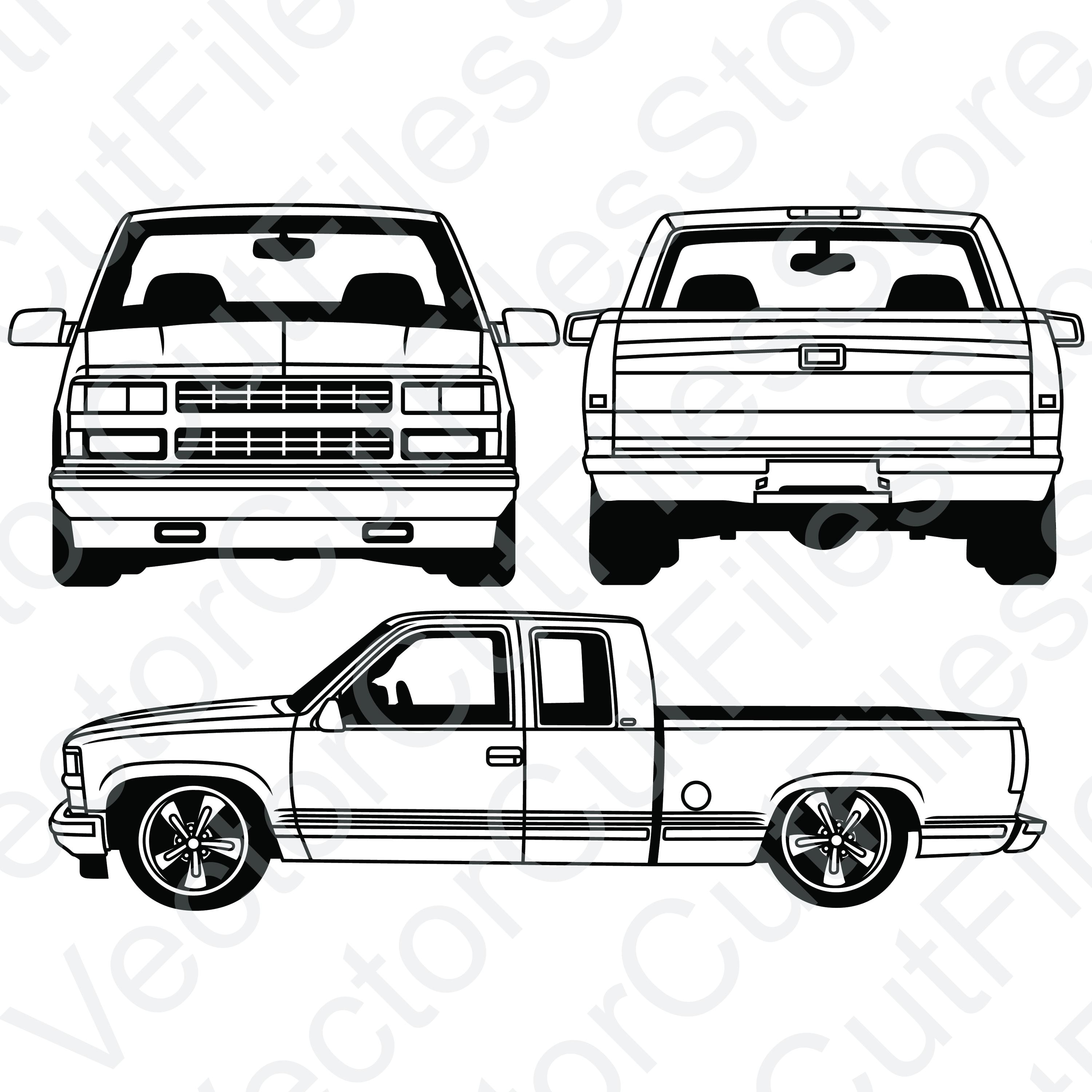 Chevrolet Silverado 1997 Double Cab Vector Cut File - Etsy