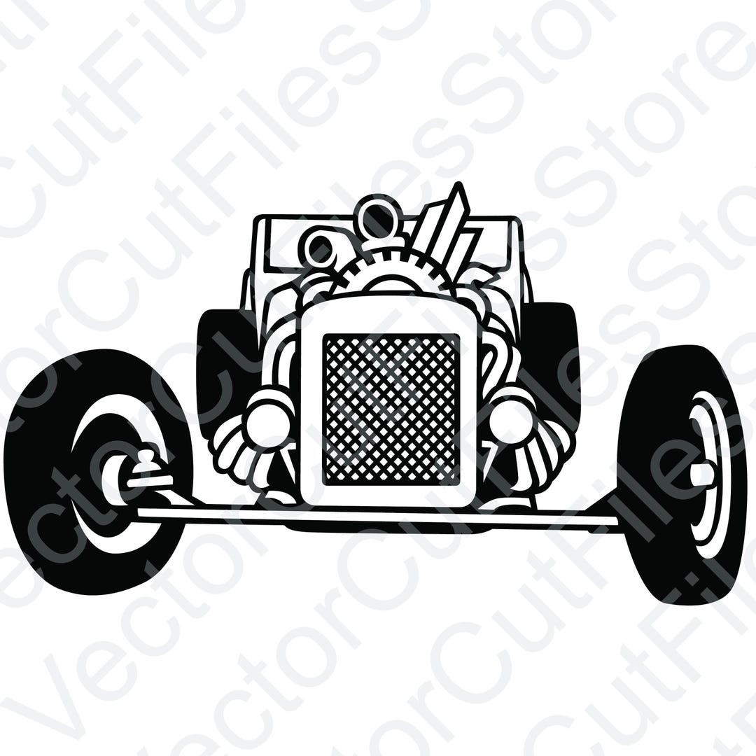 Ford T Bucket Hot Rod Front View Vector Cut File - Etsy