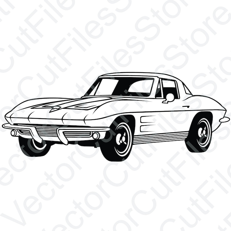 Chevrolet Corvette 1964 Angled View Vector Cut File - Etsy