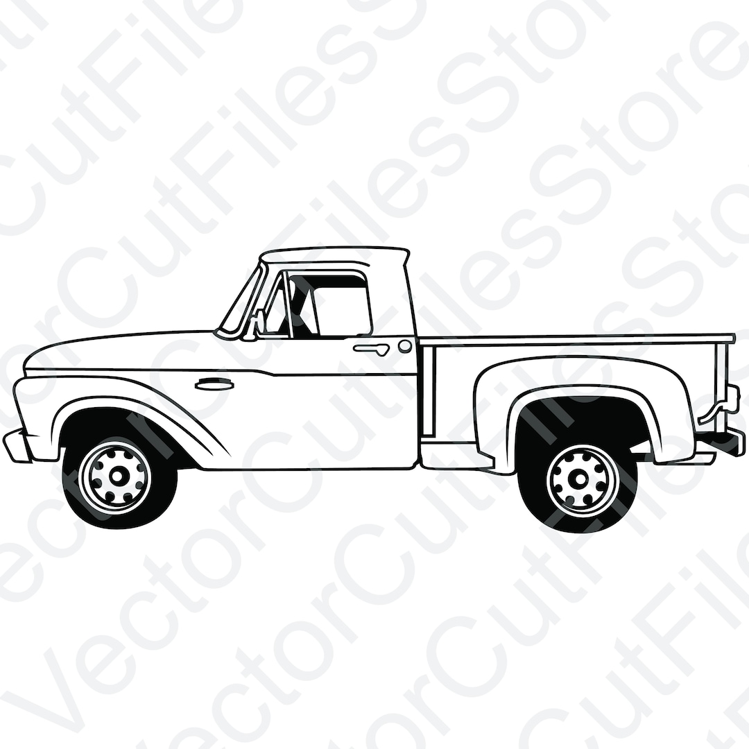 Ford F100 1965 Stepside Side View Vector Cut File - Etsy