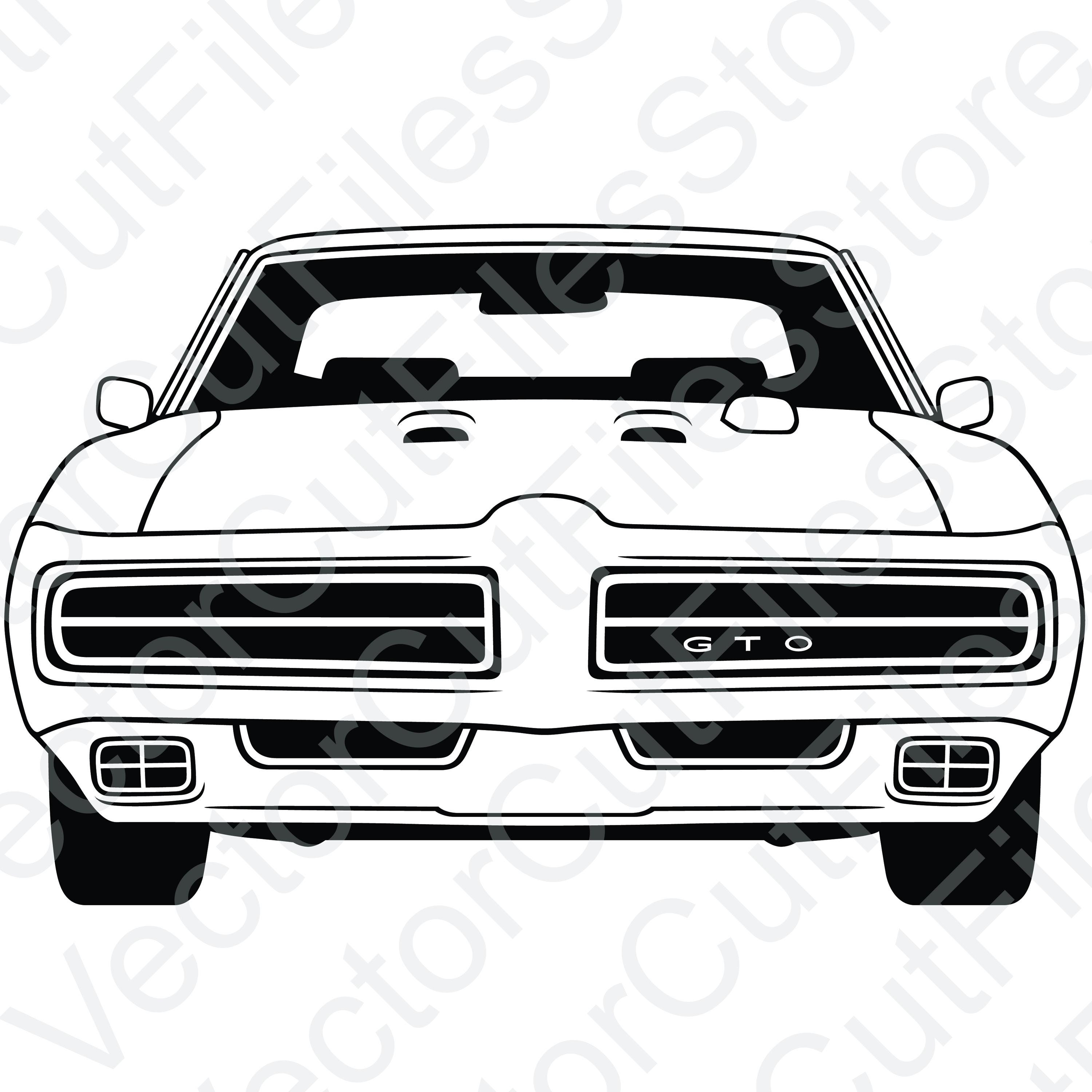 Pontiac GTO 1969 Front View Vector Cut File - Etsy