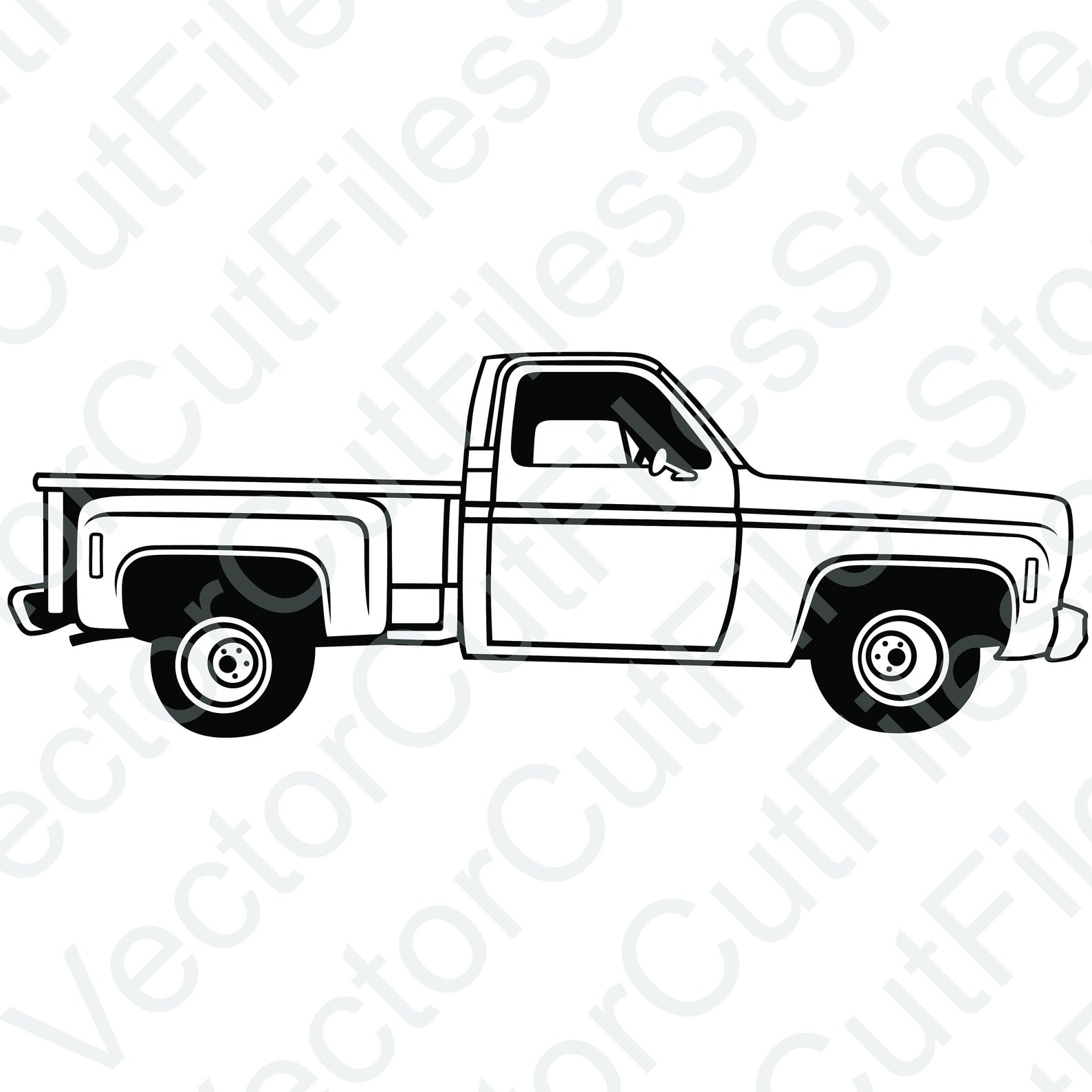 Chevrolet C10 3rd Gen Stepside Side View Vector Cut File - Etsy