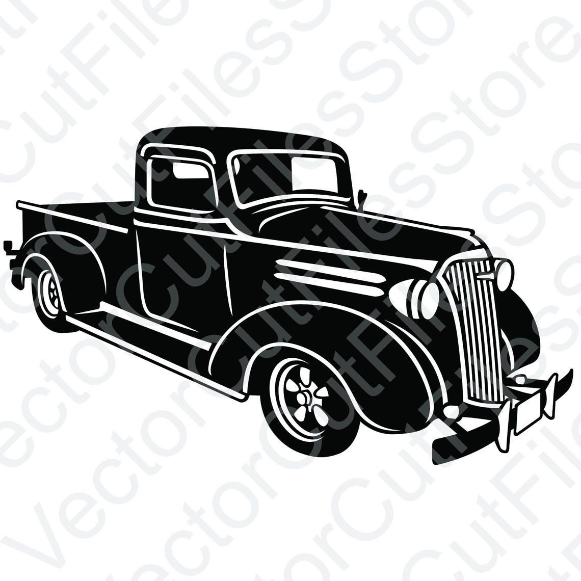 Chevrolet 1/2 Ton Truck 1937 Black Vector Cut File - Etsy