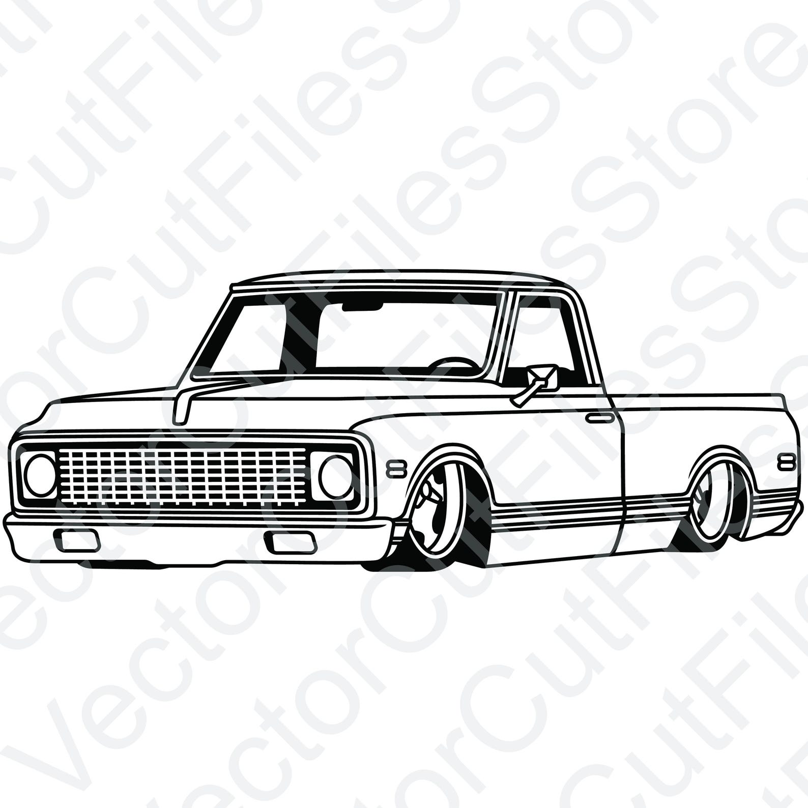 Chevrolet C10 1972 Slammed Angled Vector Cut File - Etsy