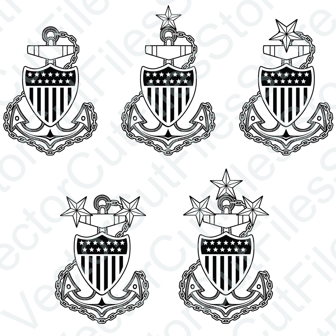Coast Guard Chief Petty Officer Anchors Vector Cut File - Etsy