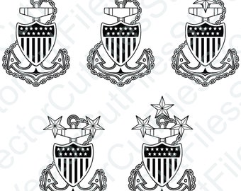 Coast Guard Chief Petty Officer Anchor USCG E7 Rank Pin in Svg, Eps ...