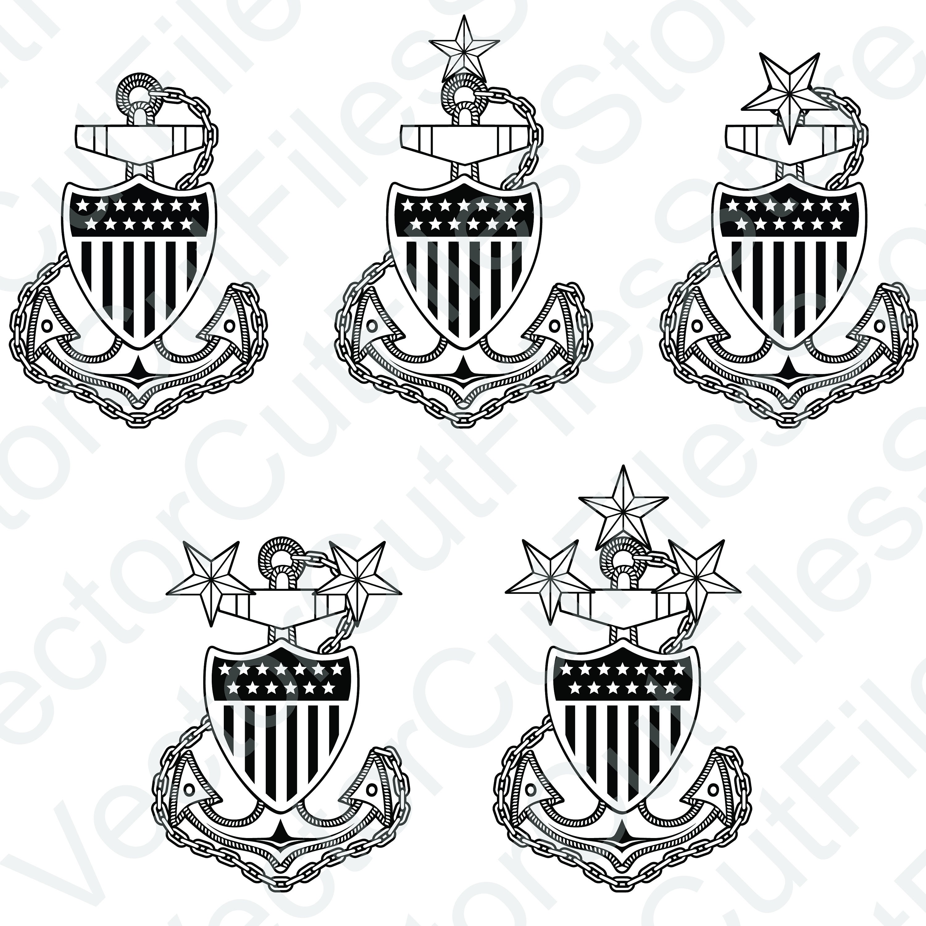 Coast Guard Chief Petty Officer Anchors Vector Cut File - Etsy