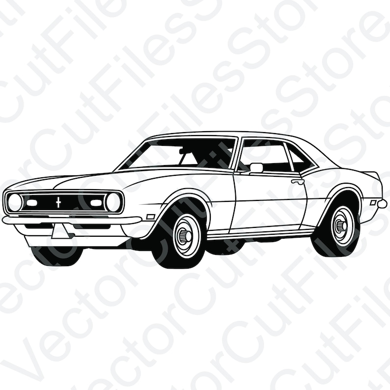 Chevrolet Camaro 1968 Z28 Angled View Vector Cut File - Etsy