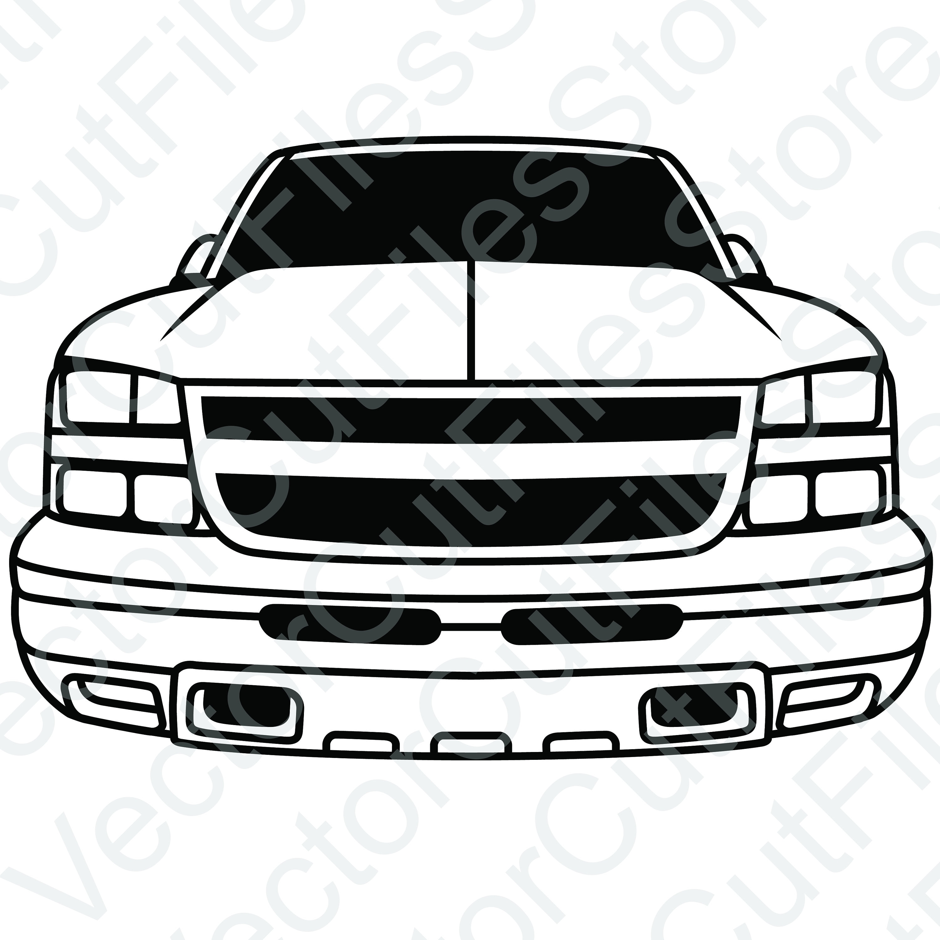Chevrolet Silverado 2005 Lowered Front View Vector Cut File - Etsy