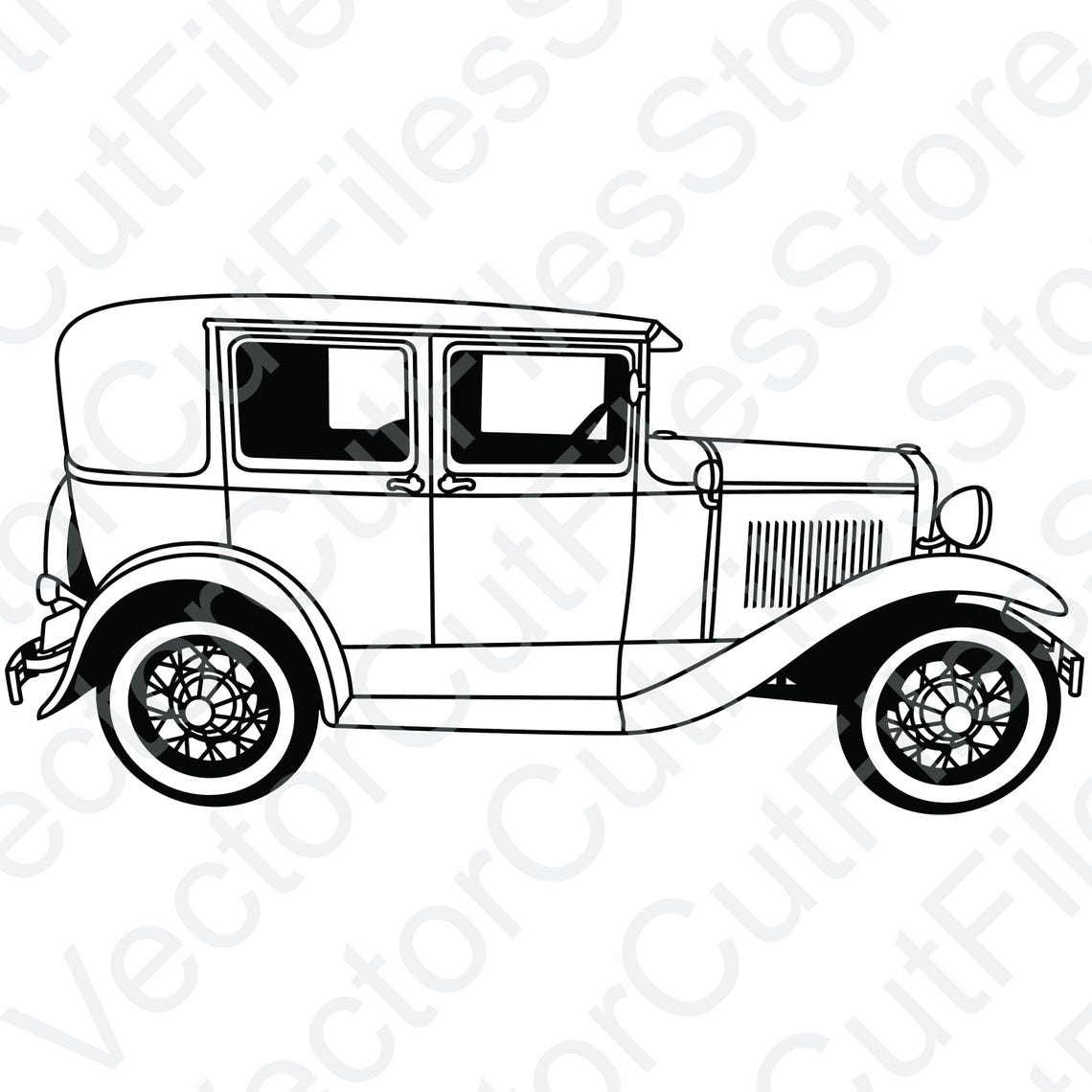 Ford Model A 1930 4 Door Sedan Side View Vector Cut File - Etsy