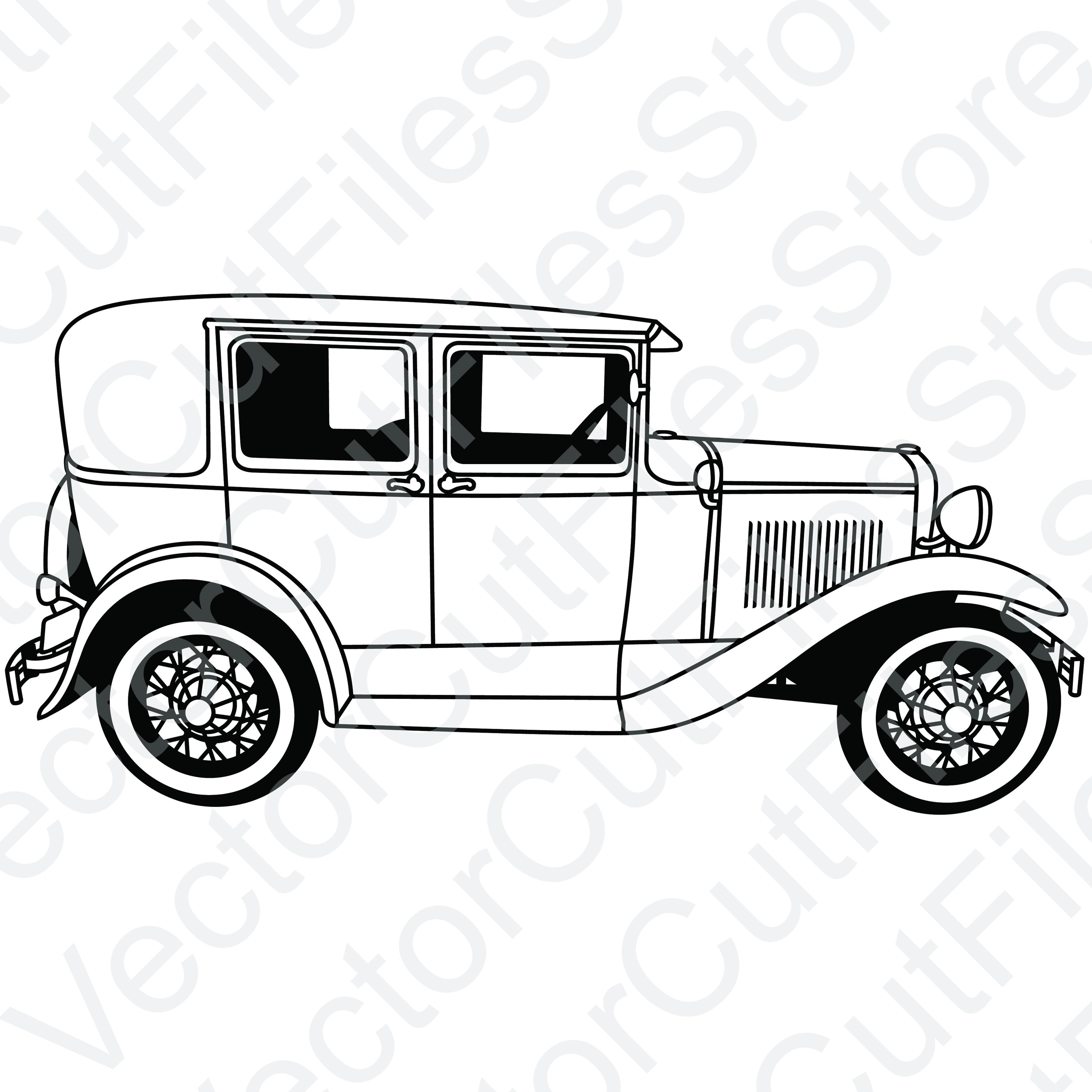 Ford Model A 1930 4 Door Sedan Side View Vector Cut File - Etsy