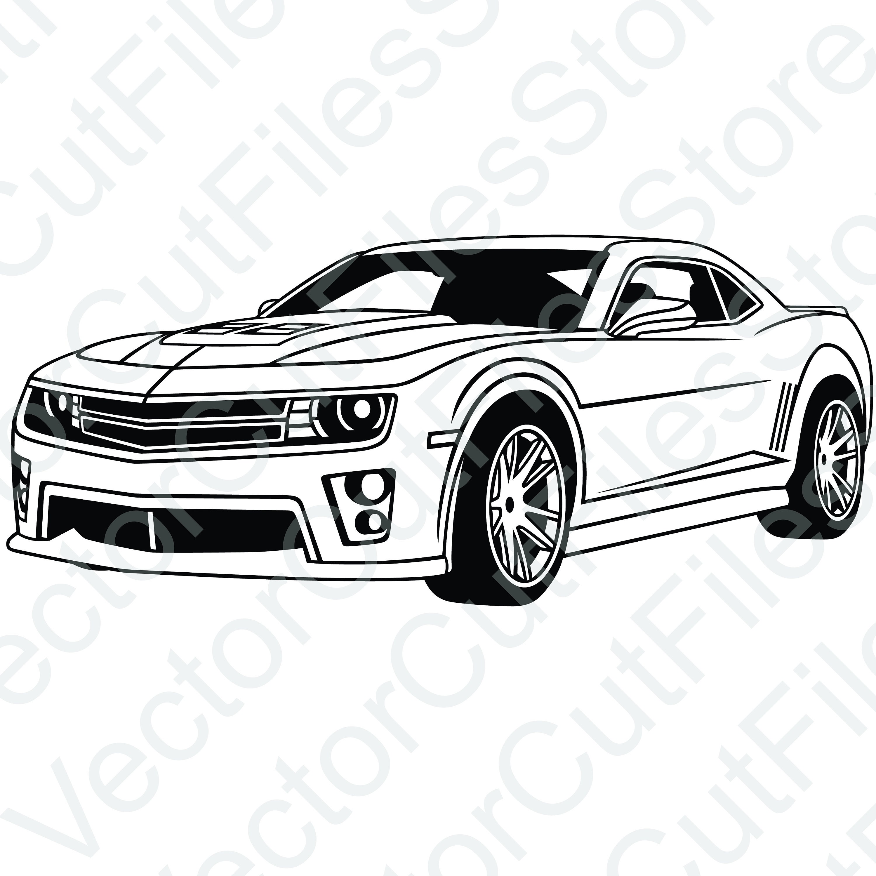 Chevrolet Camaro 2014 ZL1 Angled View Vector Cut File - Etsy