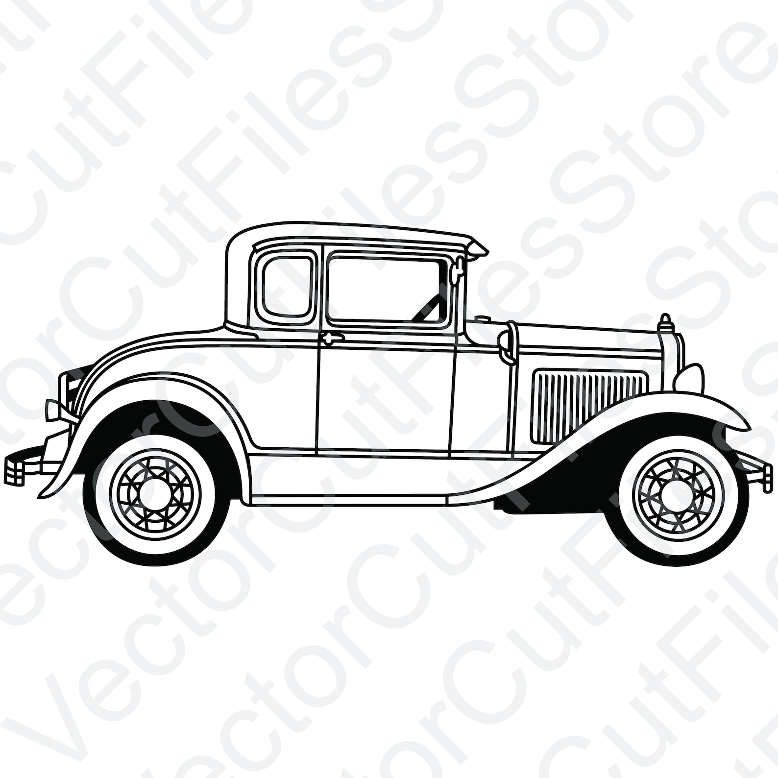 Ford Model A 1930 Coupe Side View Vector Cut File - Etsy