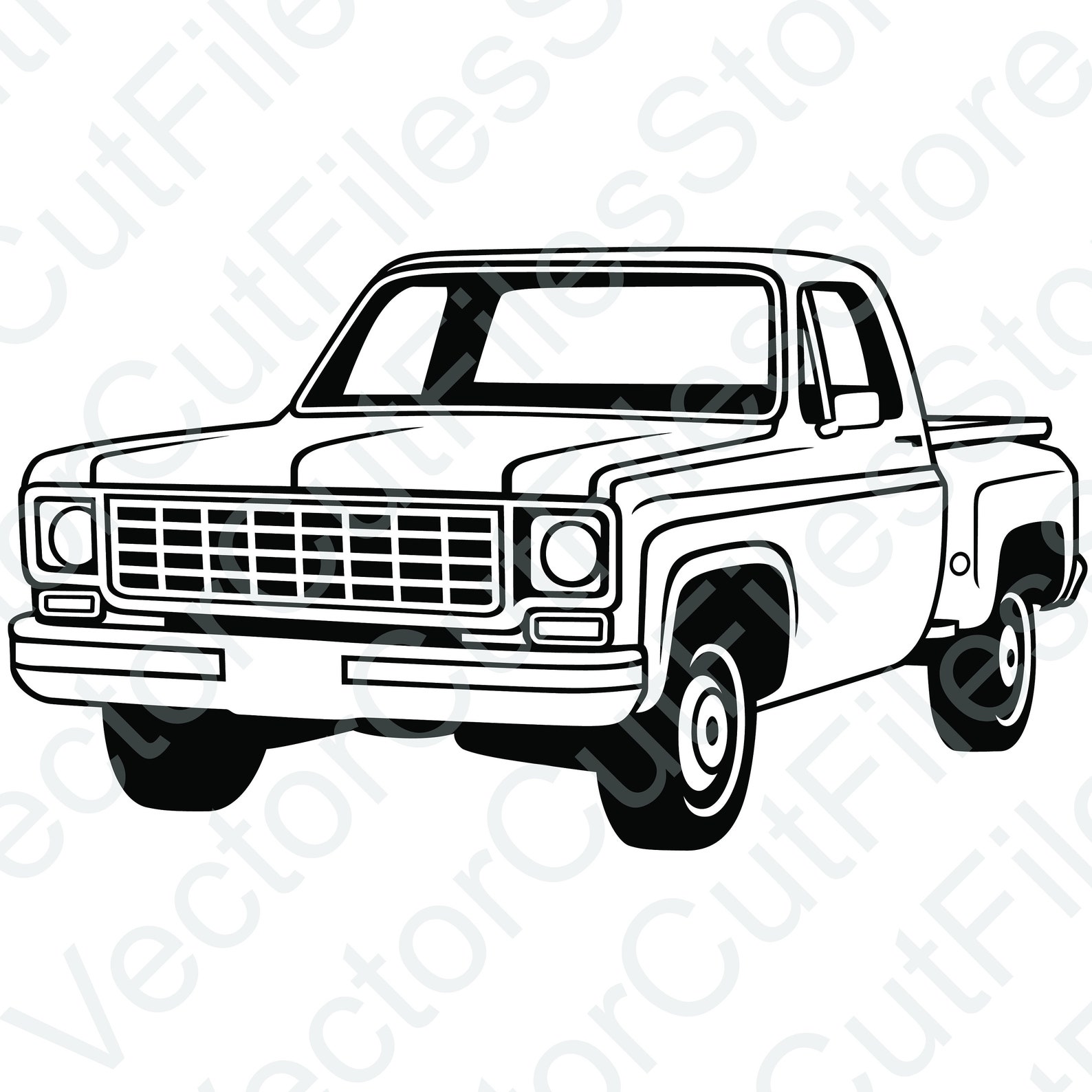 Chevrolet C10 3rd Gen Stepside Angled View Vector Cut File - Etsy