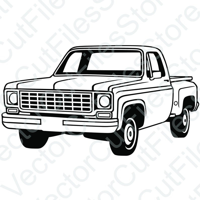 Chevrolet C10 3rd Gen Stepside Angled View Vector Cut File - Etsy