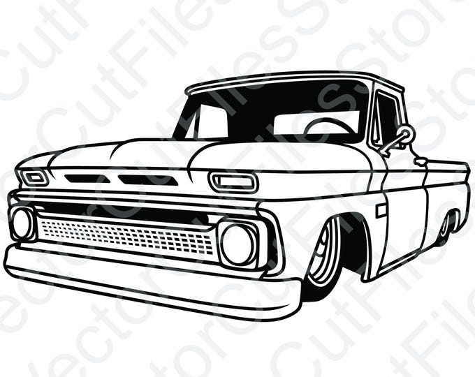 Chevrolet C10 1966 Slammed Angled Vector Cut File - Etsy