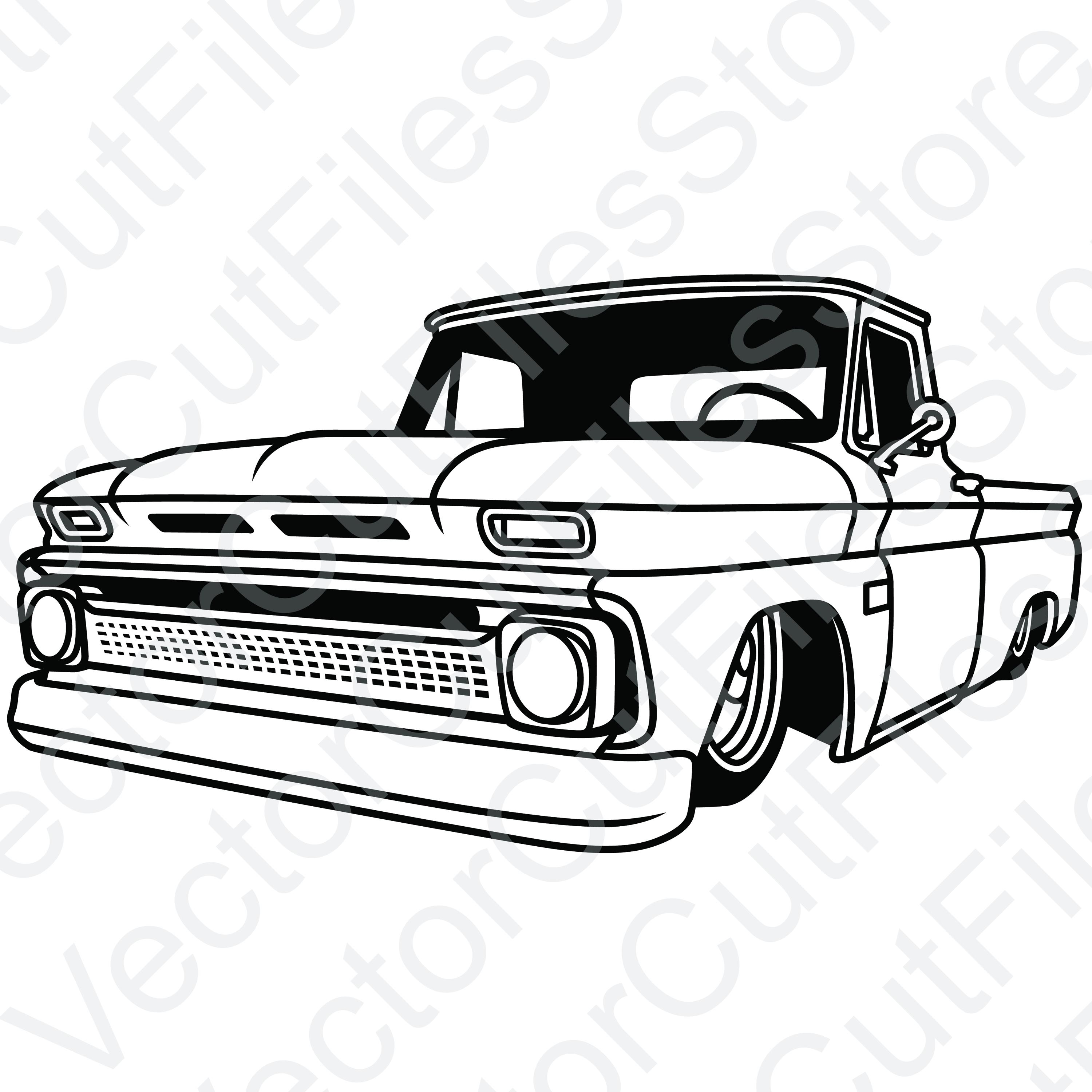 Chevrolet C10 1966 Slammed Angled Vector Cut File - Etsy