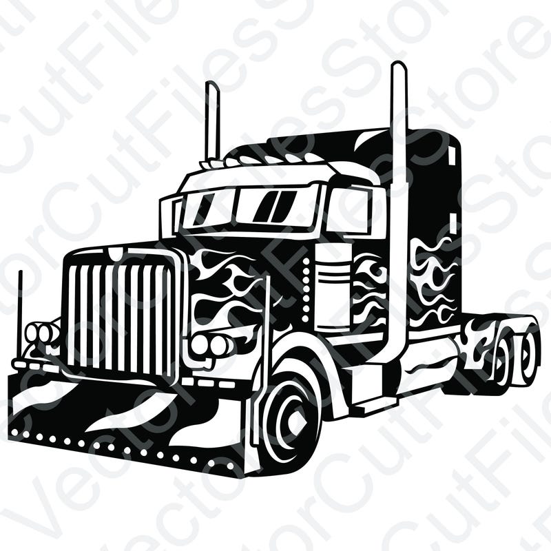 Peterbilt Truck Drawing Vector Art - Etsy