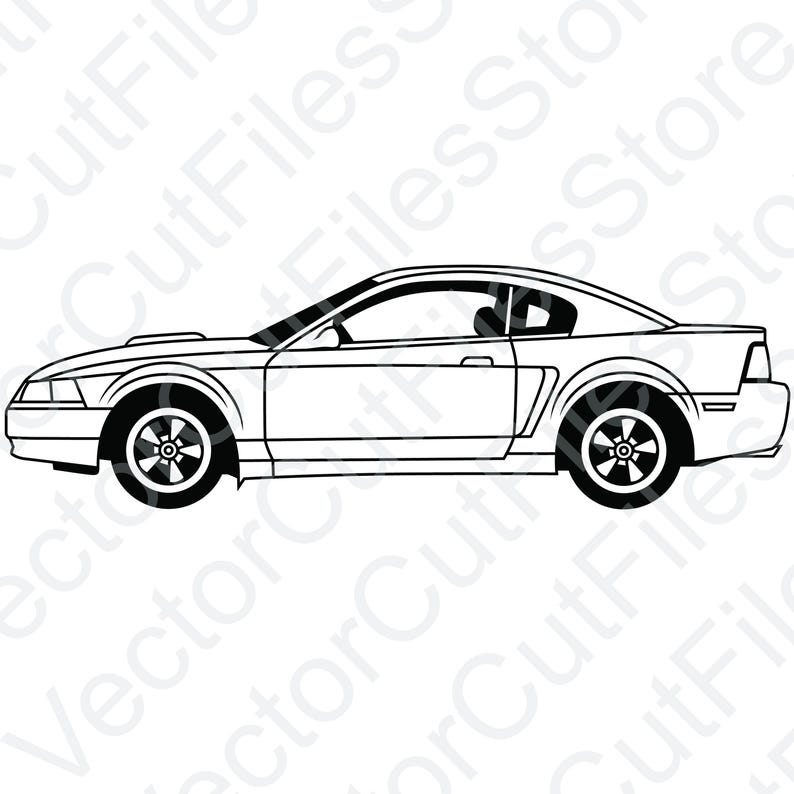 Ford Mustang 2001 Bullitt Side View Vector Cut File - Etsy