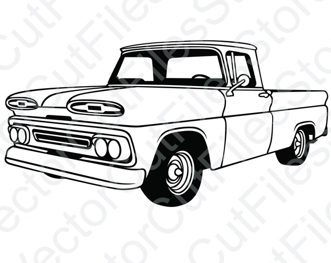 SVG Chevy Apache Classic Pickup Truck Silhouette Cut Files Designs ...