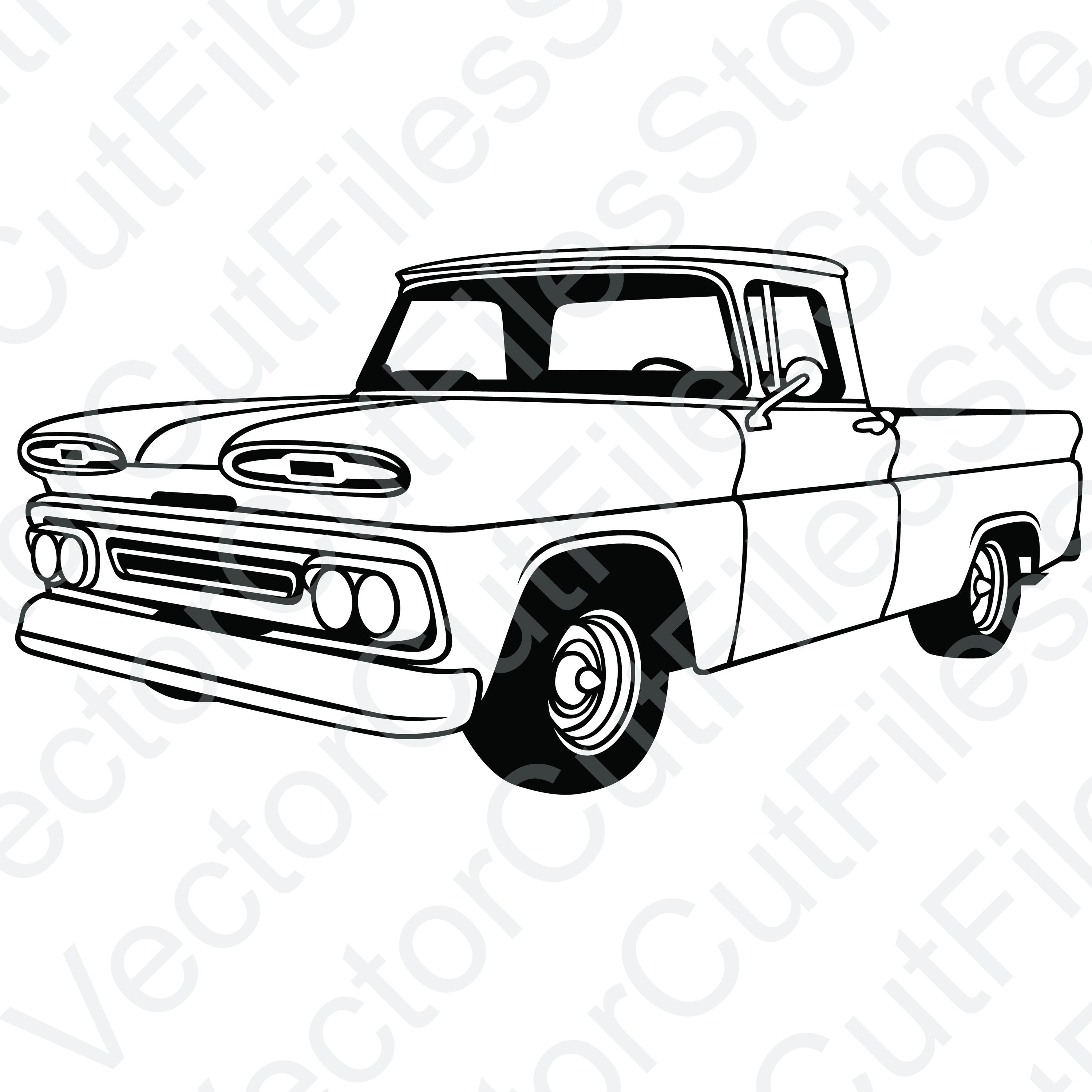 Chevrolet Apache Pickup 1961 Vector Cut File - Etsy