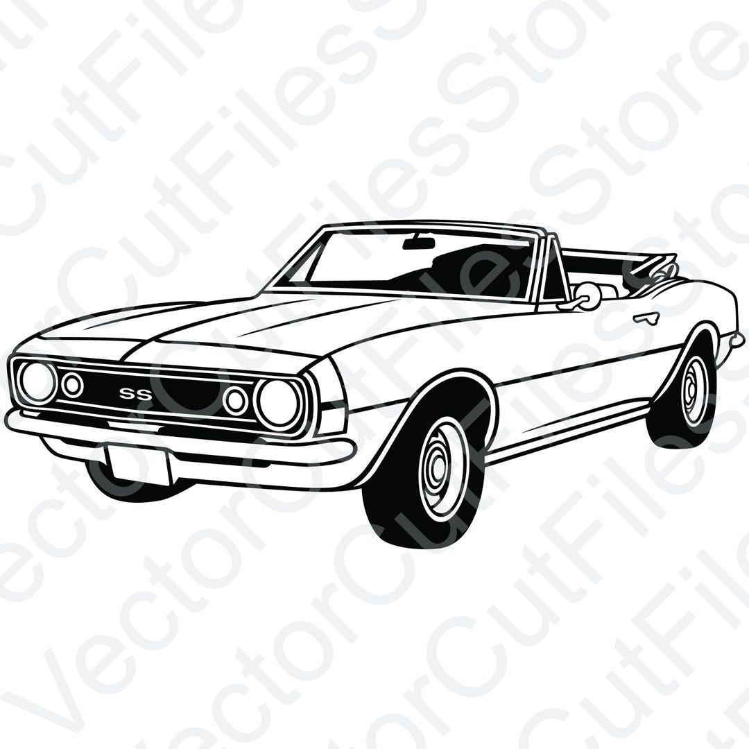 Chevrolet Camaro 1967 Convertible Angled View Vector Cut File - Etsy