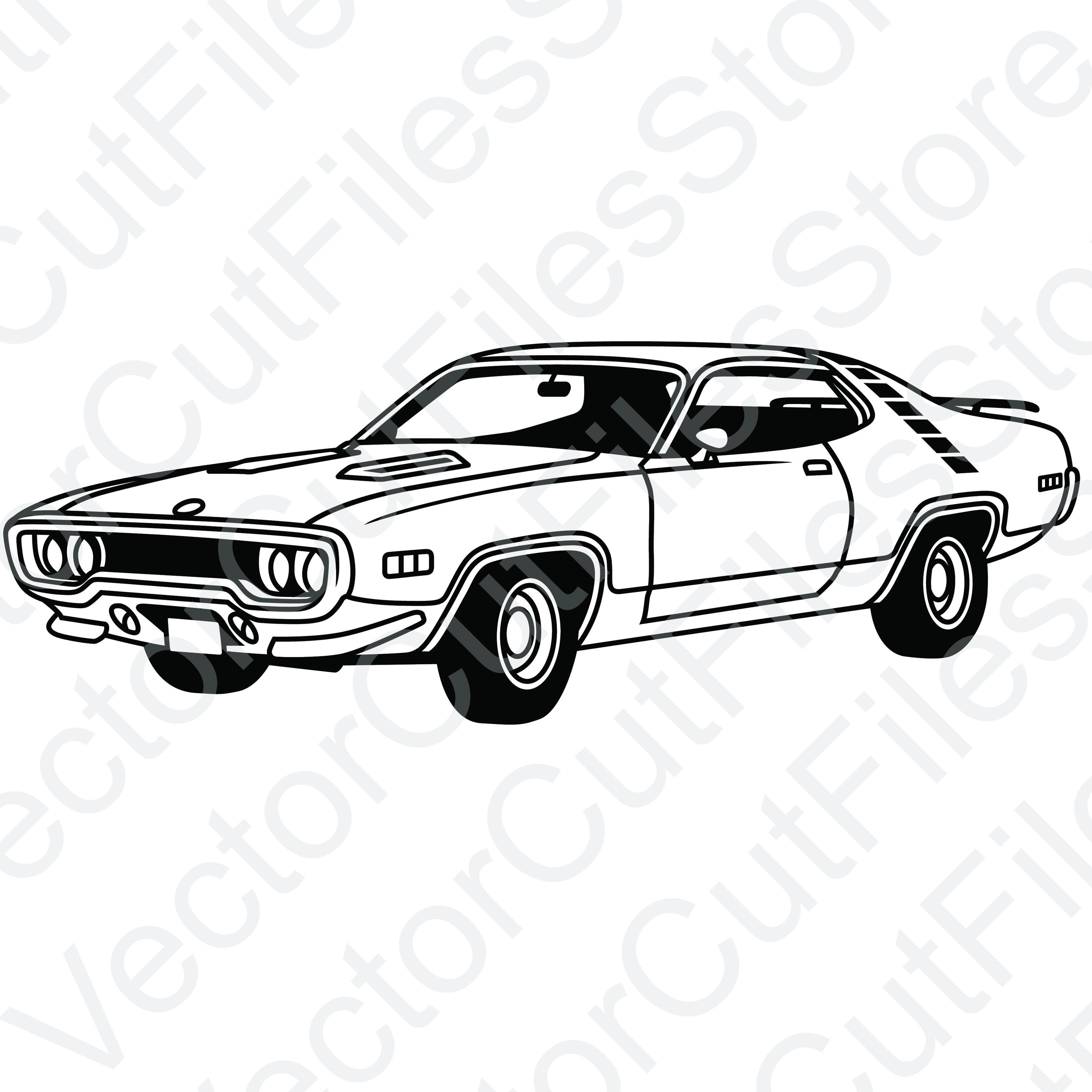 Plymouth Road Runner 1971 Angled View Vector Cut File - Etsy