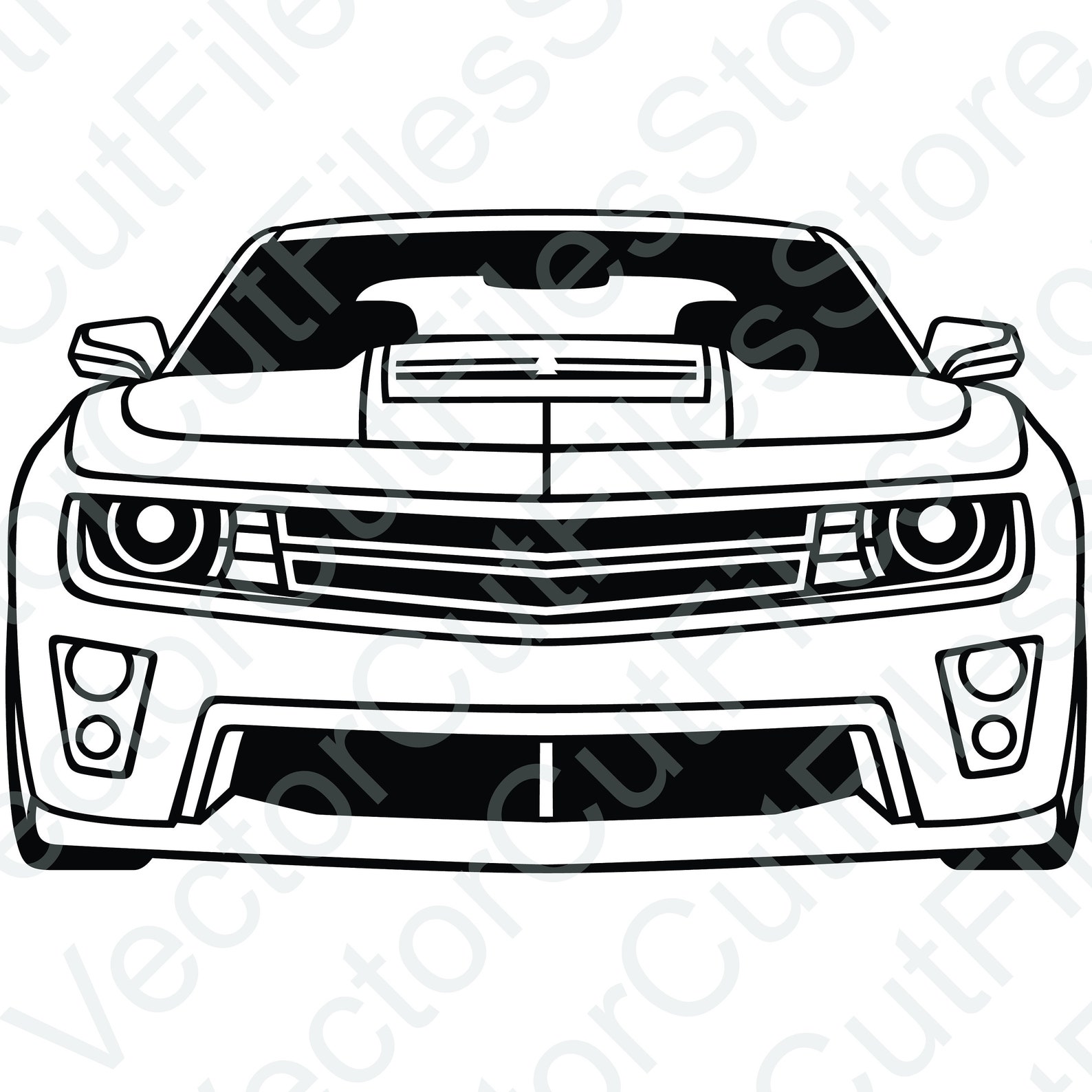 Chevrolet Camaro 2014 ZL1 Front View Vector Cut File - Etsy