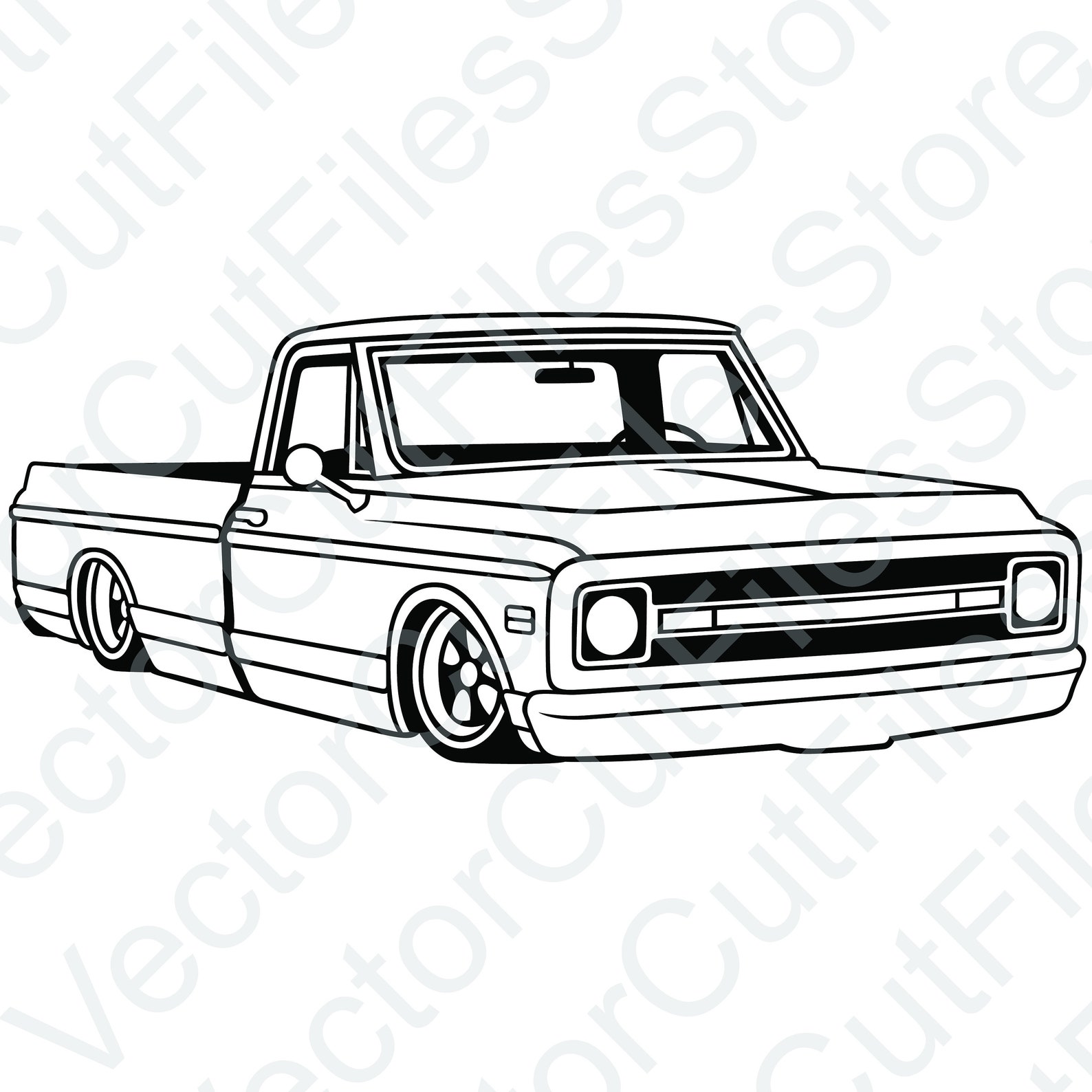 Chevrolet C10 1969 Fleetside Slammed Vector Cut File - Etsy
