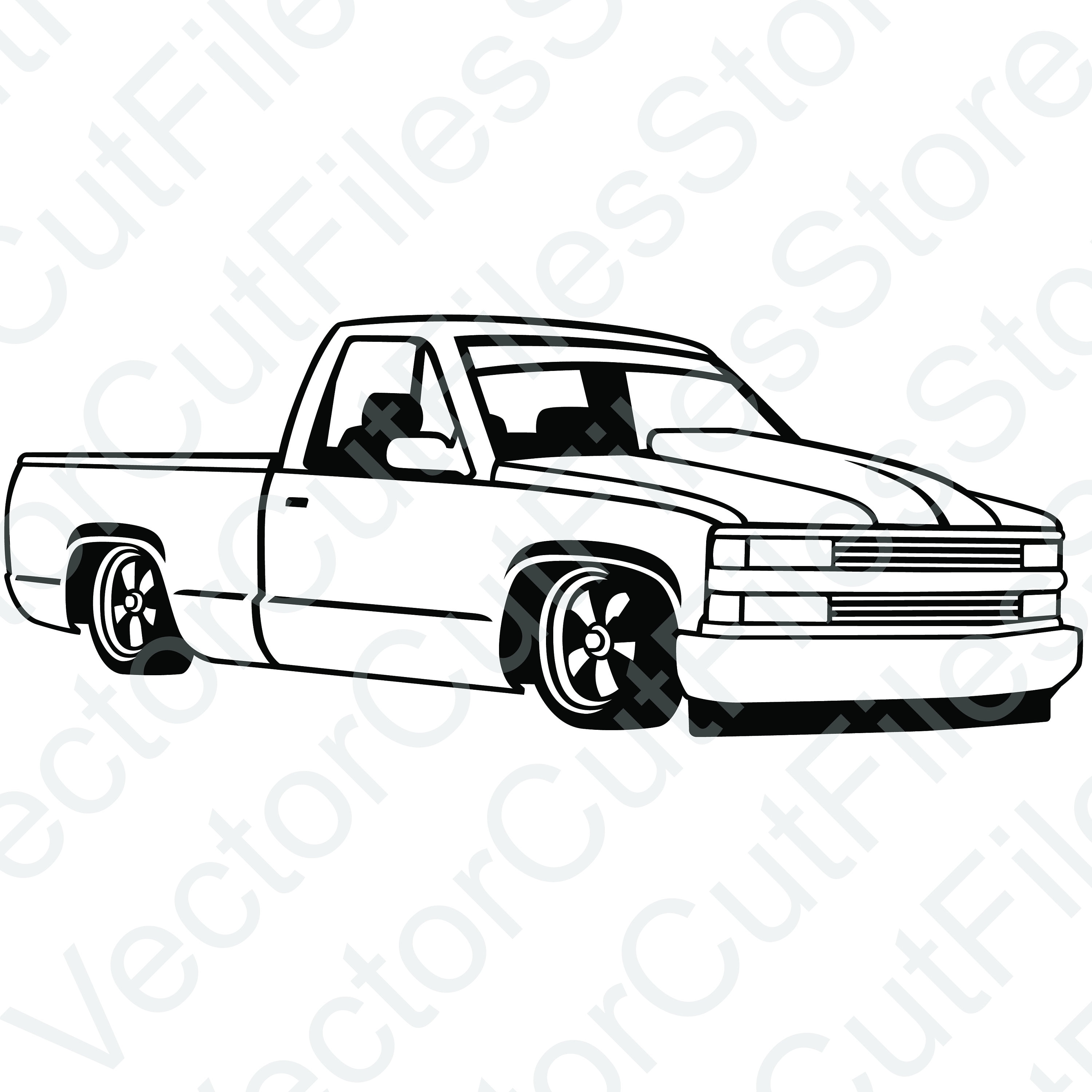 Chevrolet Lowered Truck 1 Vector Cut File - Etsy