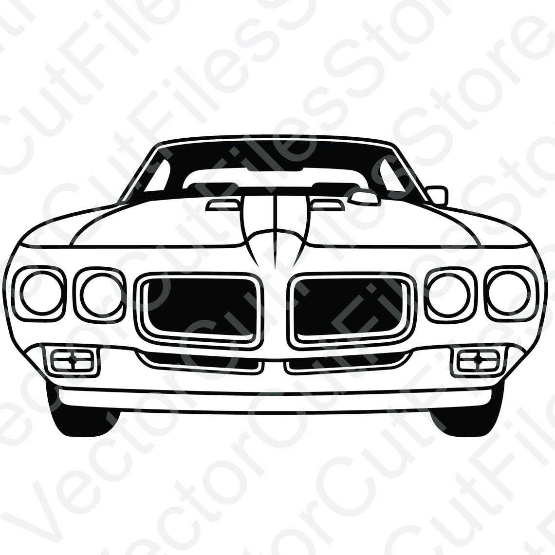 Pontiac GTO 1970 Front View Vector Cut File - Etsy