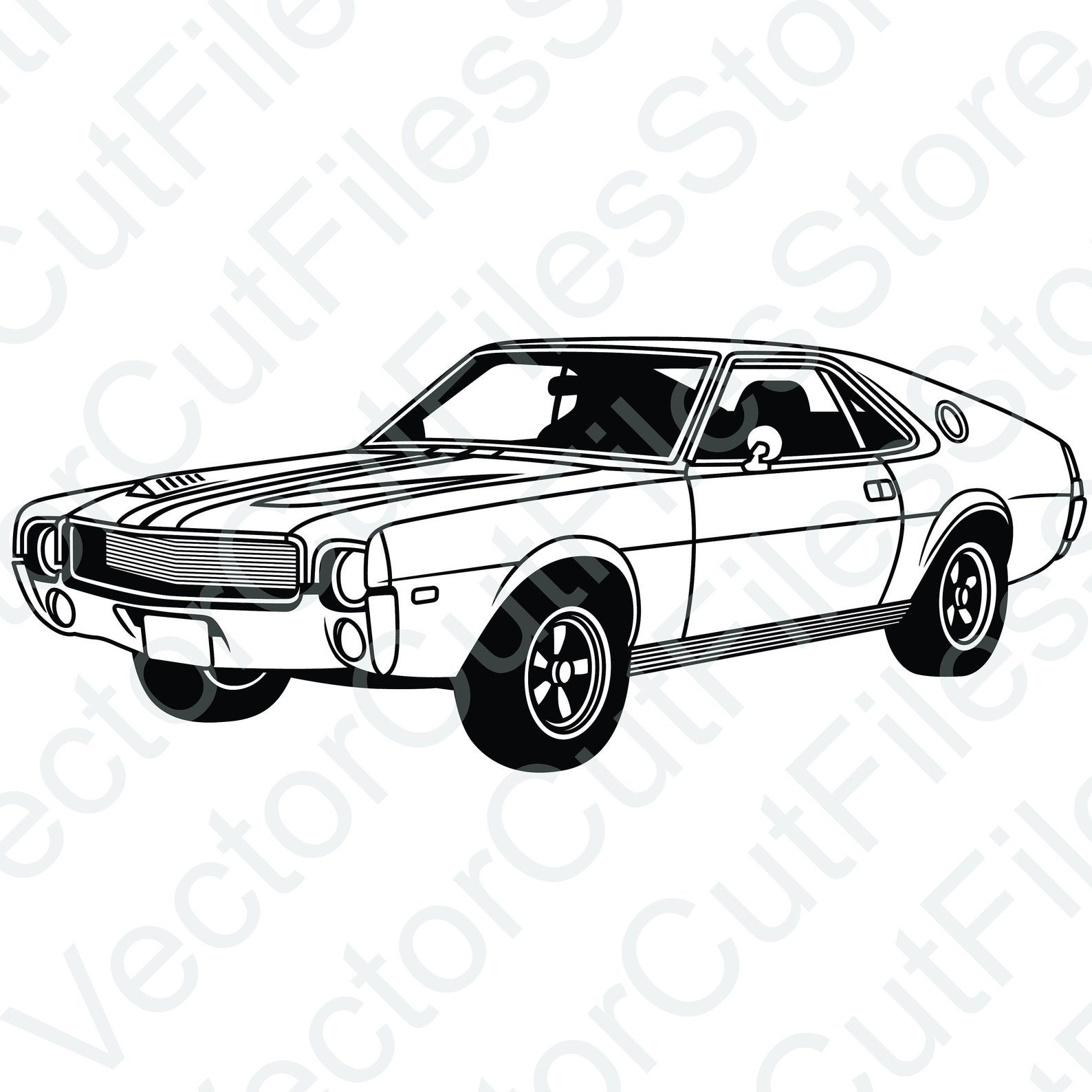 AMC AMX 1968 Angled View Vector Cut File - Etsy