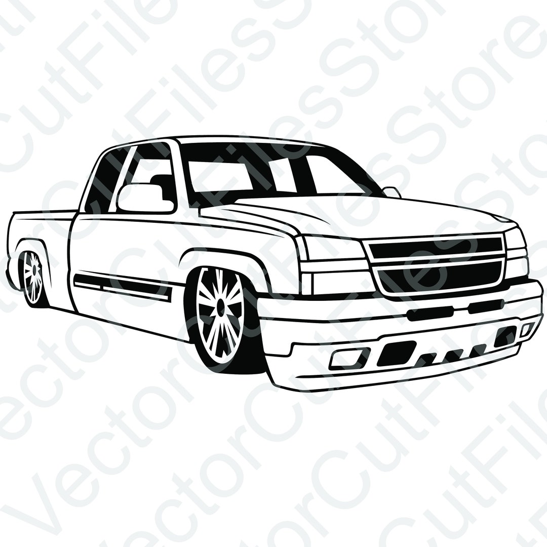 Chevrolet Silverado 2006 'slammed' Angled View Vector Cut File - Etsy
