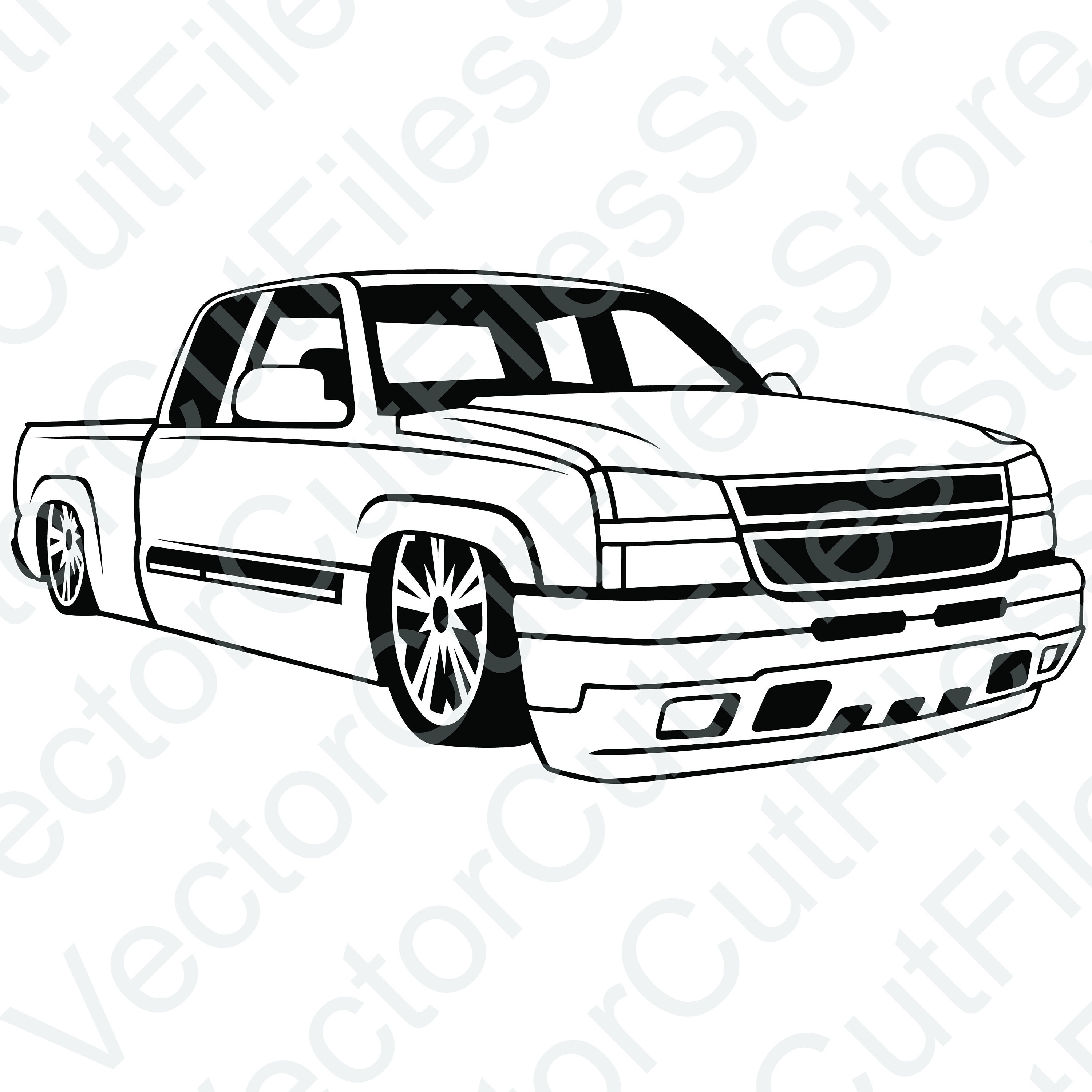 Chevrolet Silverado 2006 'slammed' Angled View Vector Cut File - Etsy