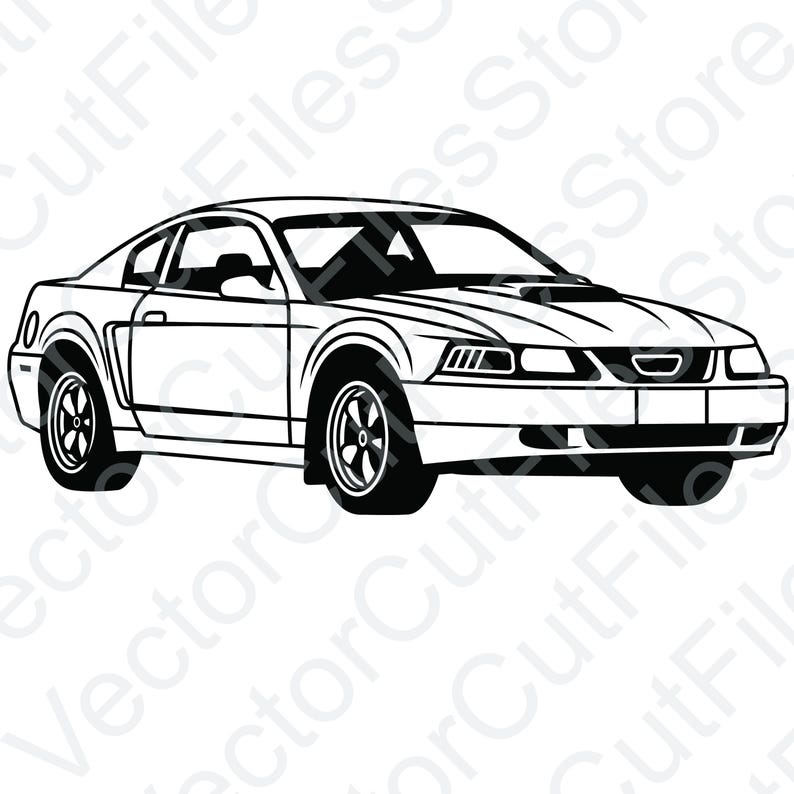 Ford Mustang 2001 Bullitt Angled View Vector Cut File - Etsy