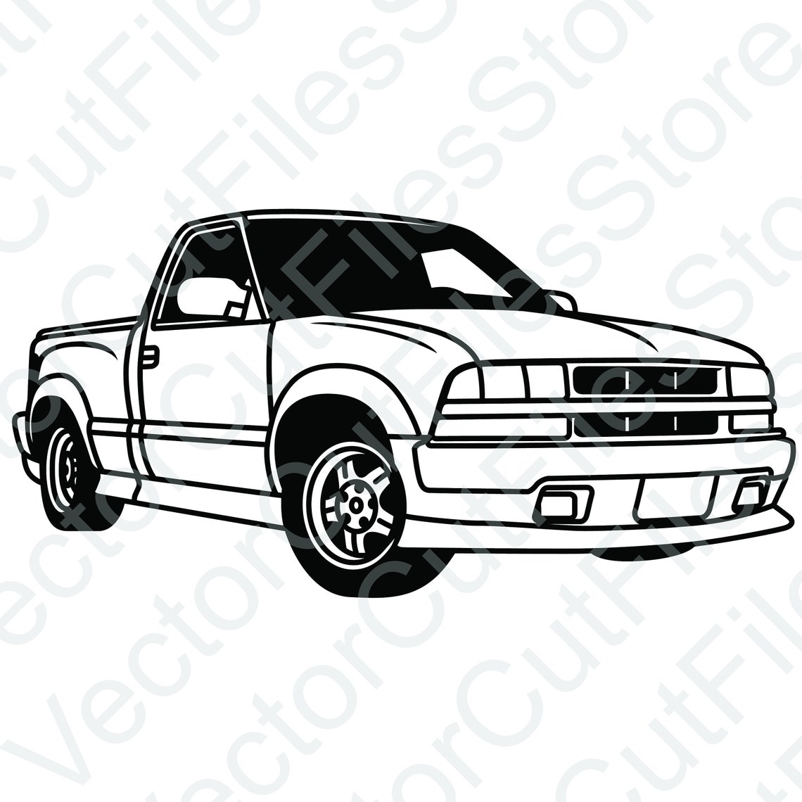 Chevrolet S10 1999 to 2004 Hot Rod Angled View Vector Cut File - Etsy