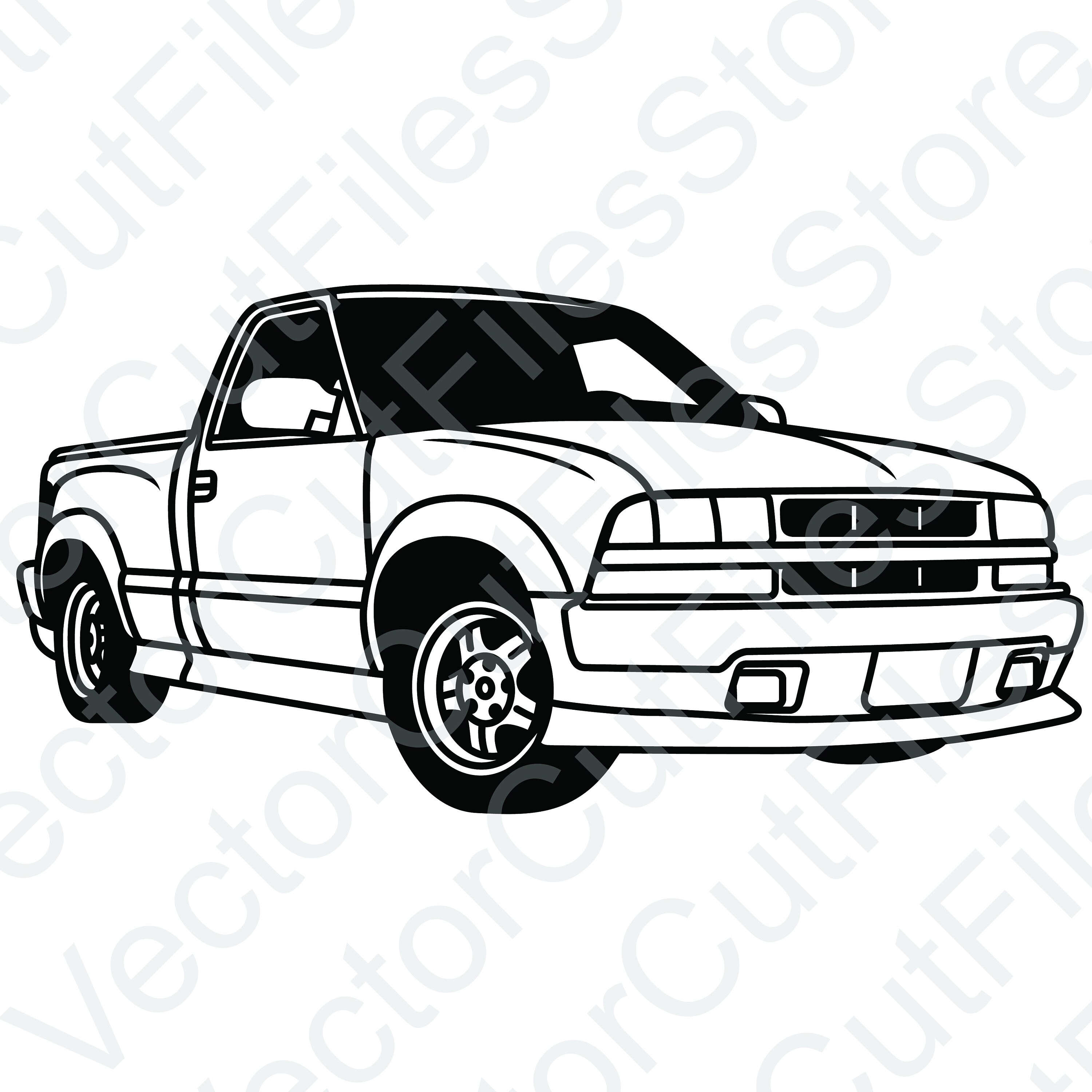 Chevrolet S10 1999 to 2004 Hot Rod Angled View Vector Cut File - Etsy