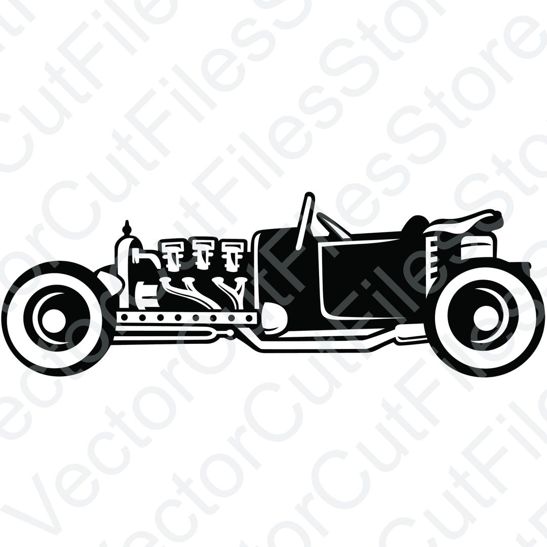 Ford T Bucket Hot Rod Side View Vector Cut File - Etsy